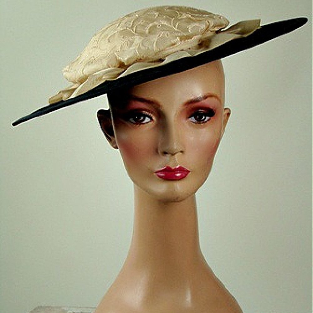 Vintage Old Hollywood Glam Black Oversized Brim Hat - Gem